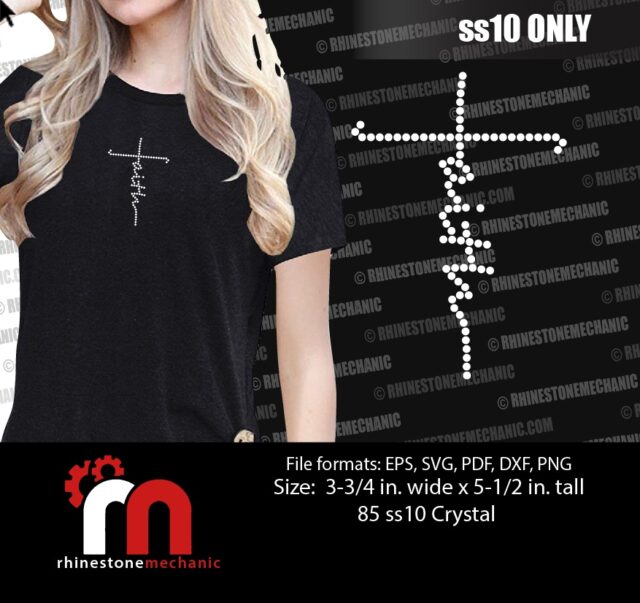 Faith Script Cross ss10 – Rhinestone Mechanic Digital Design Garage